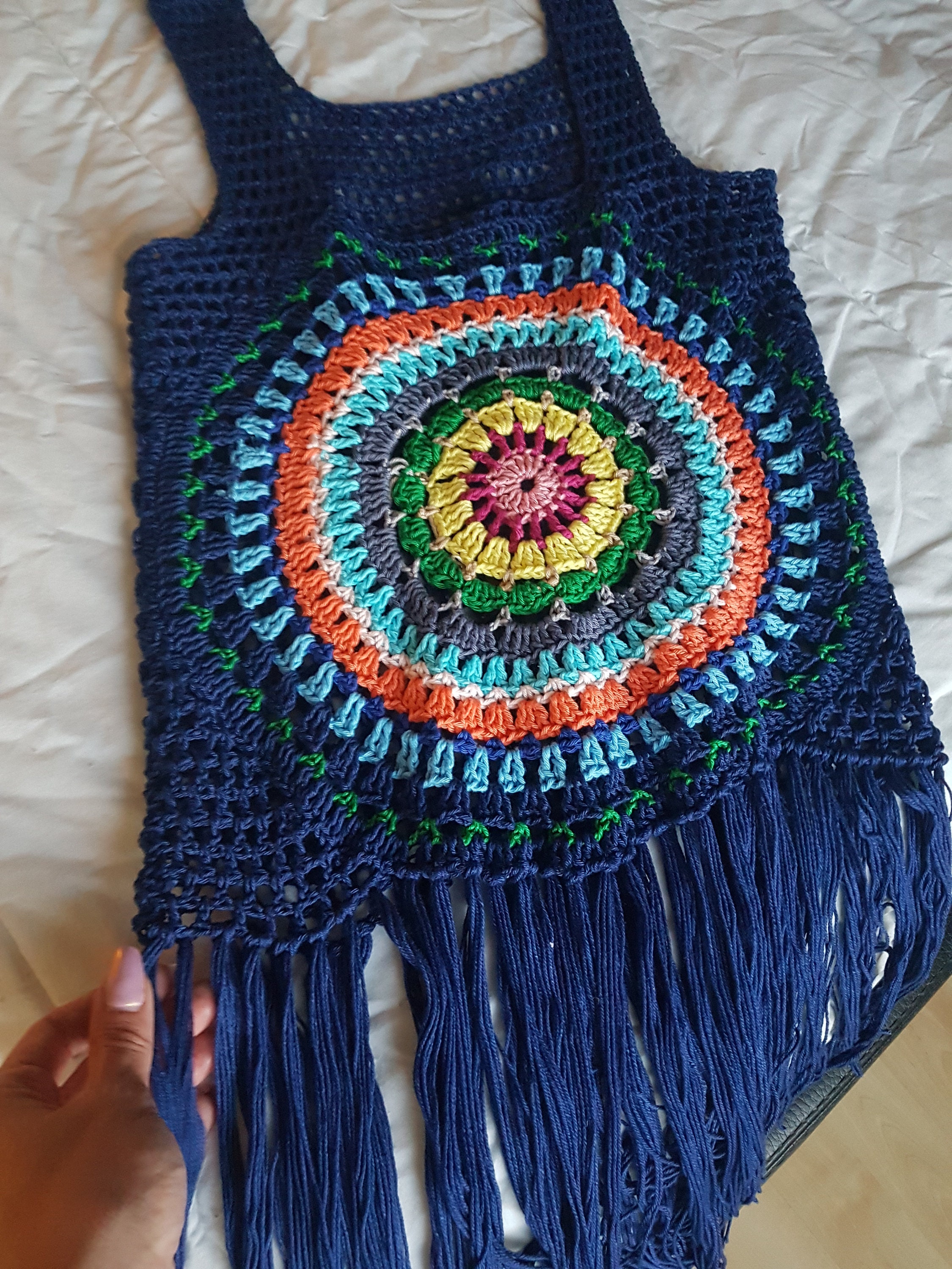 Crochet Top Full of Colors, Modern Mandala Style, Summer Boho Crochet ...