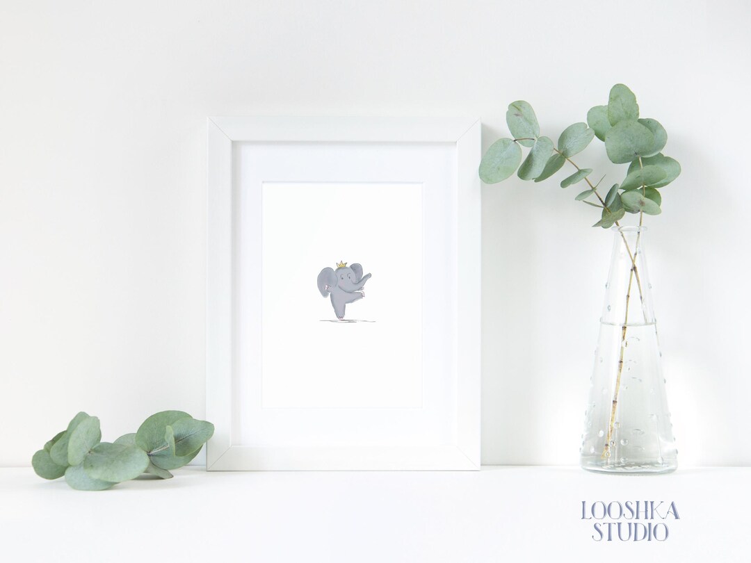 Hand Drawn Baby Elephant Watercolor Art Print, Elephant Nursery Art ...
