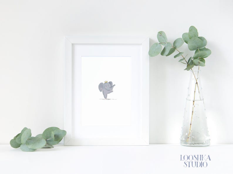 Hand Drawn Baby Elephant Watercolor Art Print, Elephant Nursery Art ...