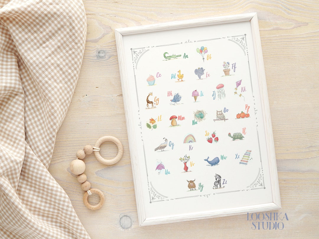 Alphabet, Alphabet Poster, Alphabet Art, Nursery Decor, Alphabet Print ...