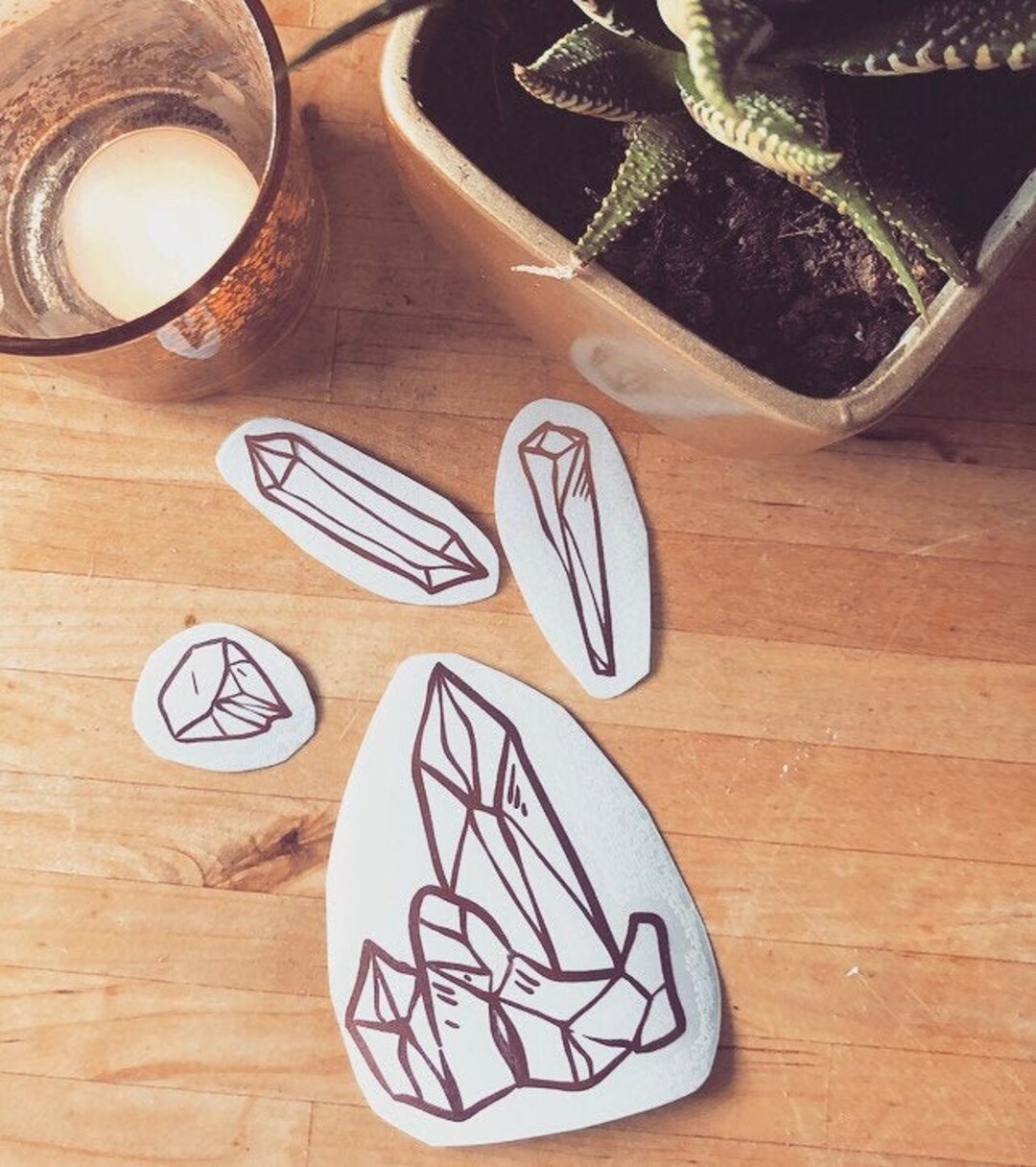 Gemstone Vinyl Decals Rose Gold Silver and Yellow - Etsy