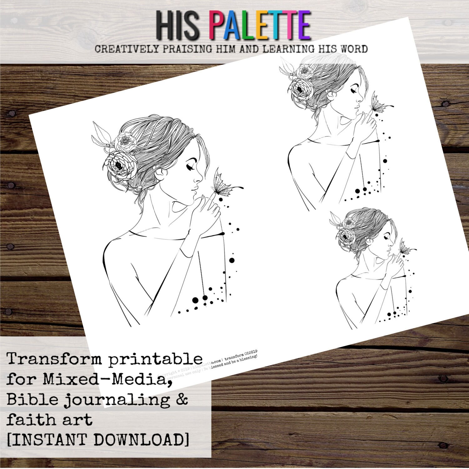 His Palette - "transform" Printable for Mixed-media, Bible Journaling ...