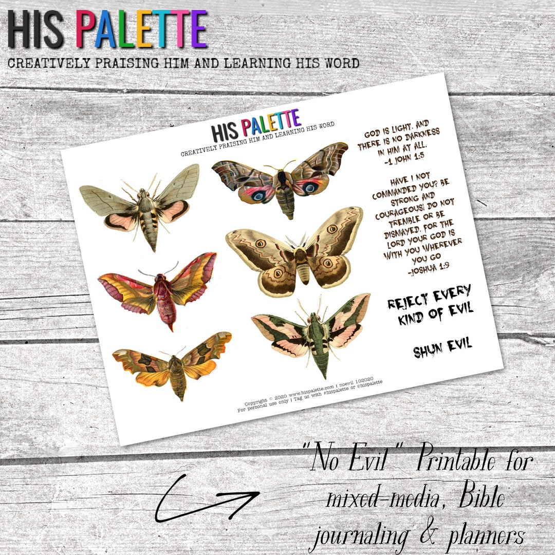 His Palette - "no Evil" Printable for Mixed-media, Bible Journaling and ...