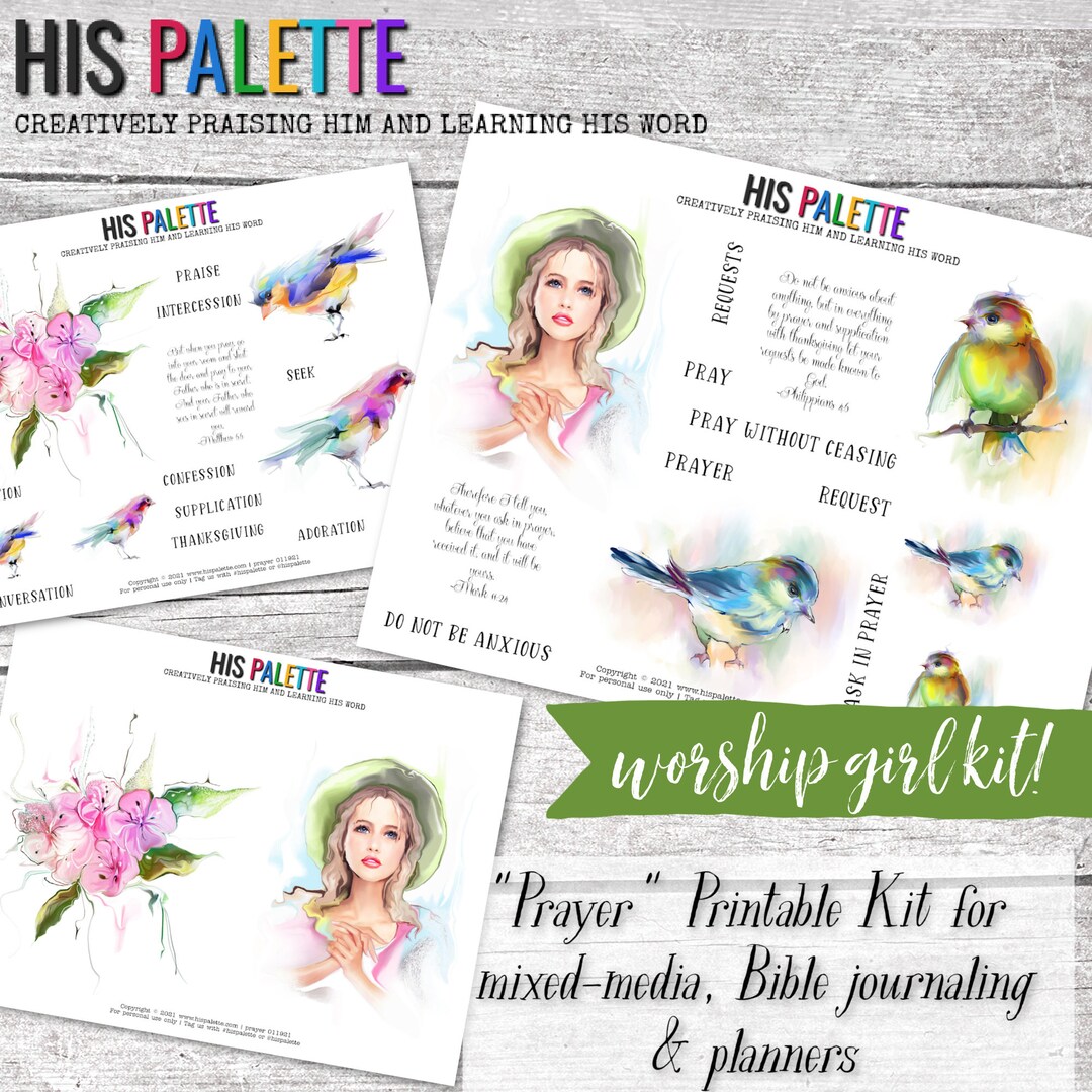 His Palette - "prayer" Printable Kit for Mixed-media, Bible Journaling ...