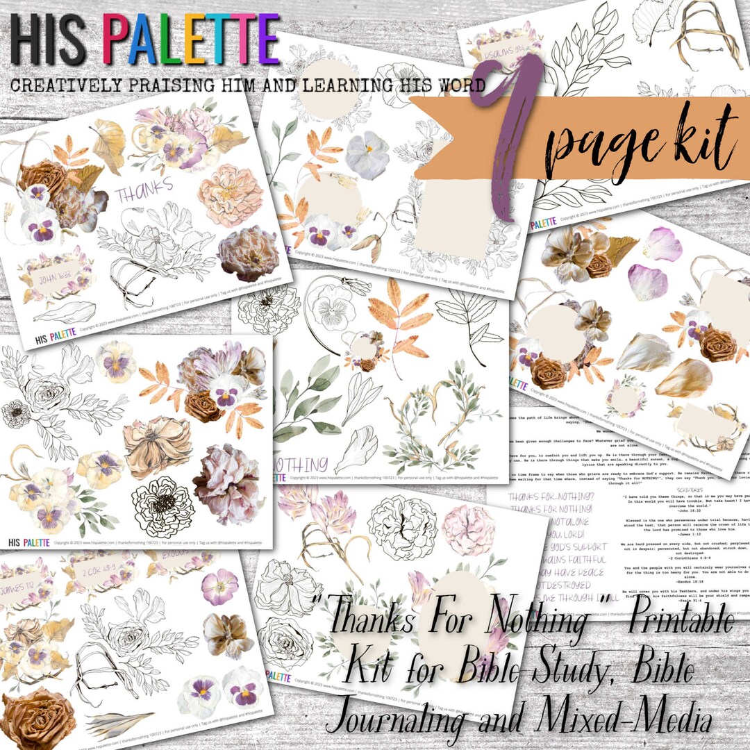 His Palette - "thanks for Nothing" Printable Kit for Mixed-media, Bible ...