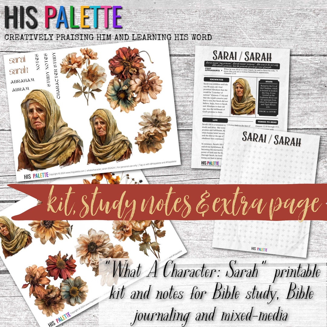 His Palette - "what A Character: Sarah" Printable for Mixed-media ...
