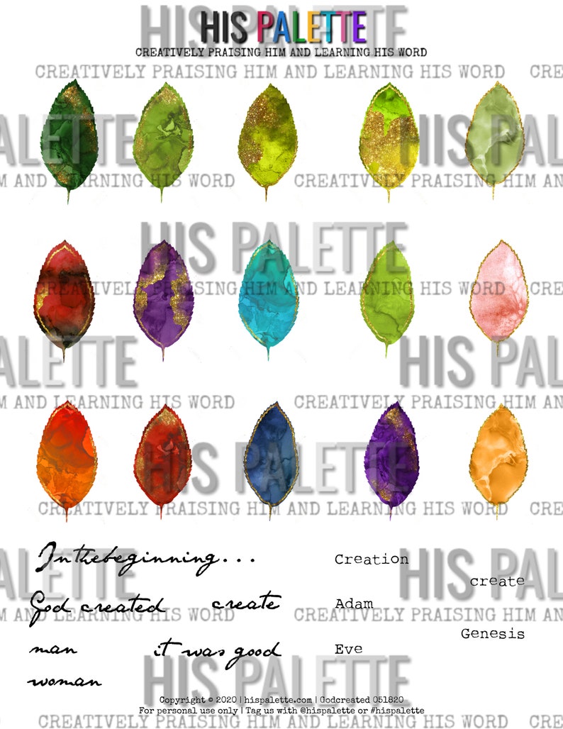 His Palette - "god Created" Printable Kit for Bible Journaling and ...