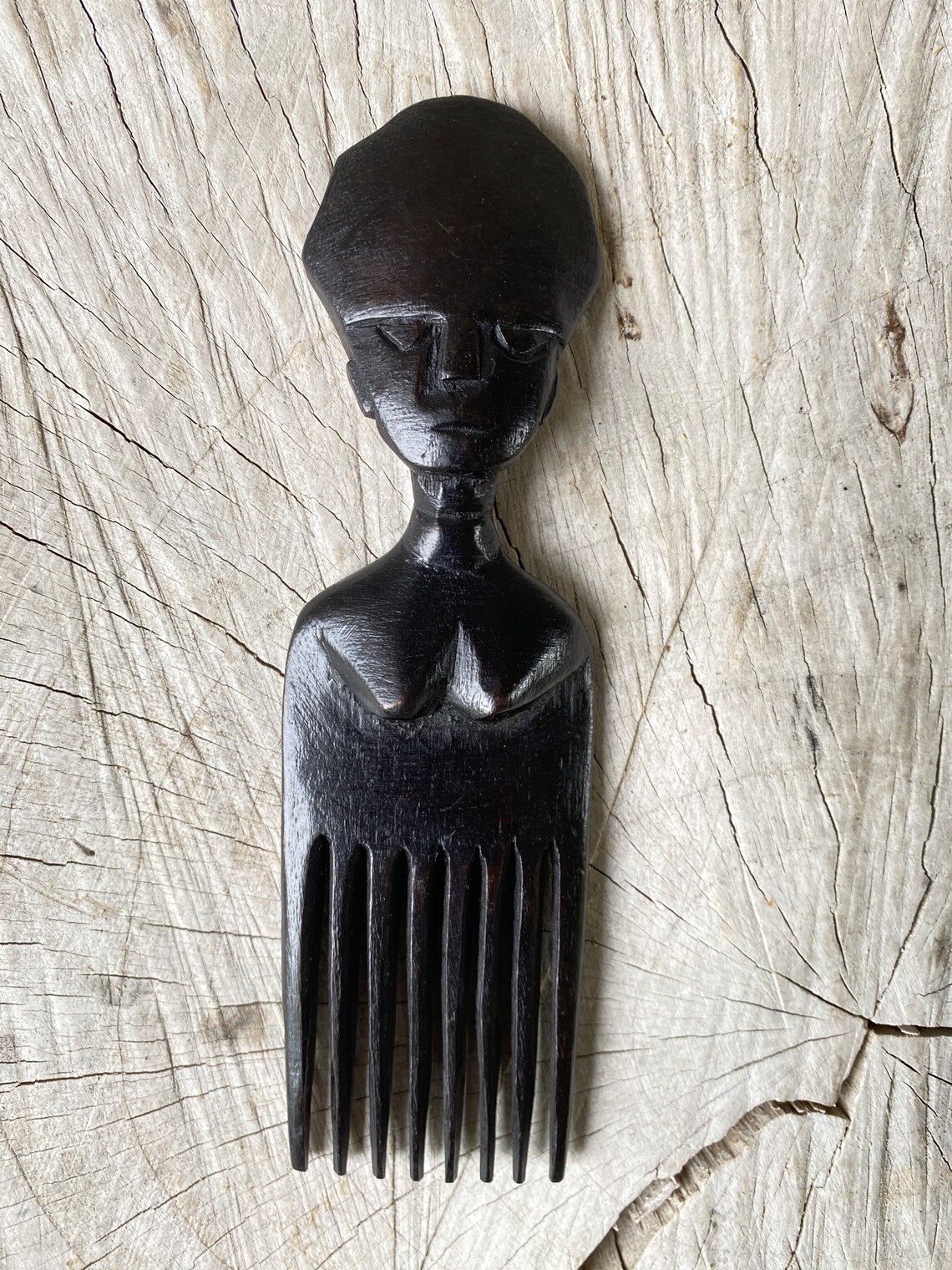 Handcarved Ebony Afro Pick: African Wooden Comb - Etsy