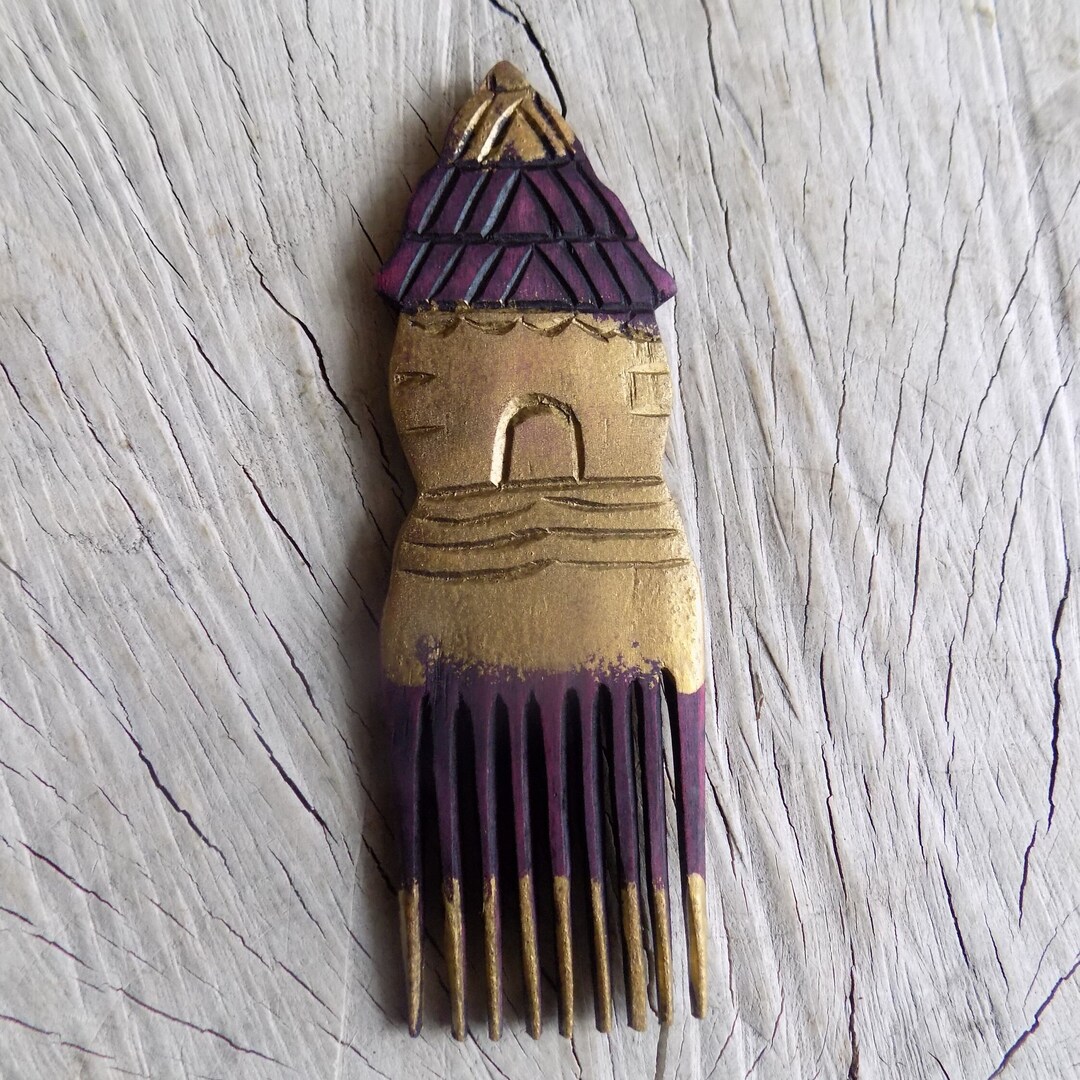 African Hut Comb, Afro Comb, Afro Pick, Wooden Comb, African Wooden ...