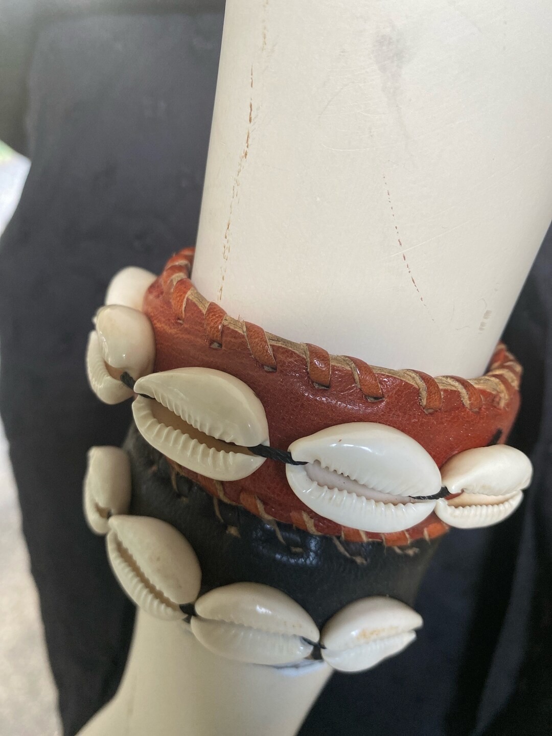 African Cowrie Shell and Leather Cuff Bracelet/unisex Cuff Bracelet - Etsy