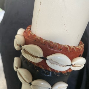 African Cowrie Shell and Leather Cuff Bracelet/unisex Cuff Bracelet - Etsy