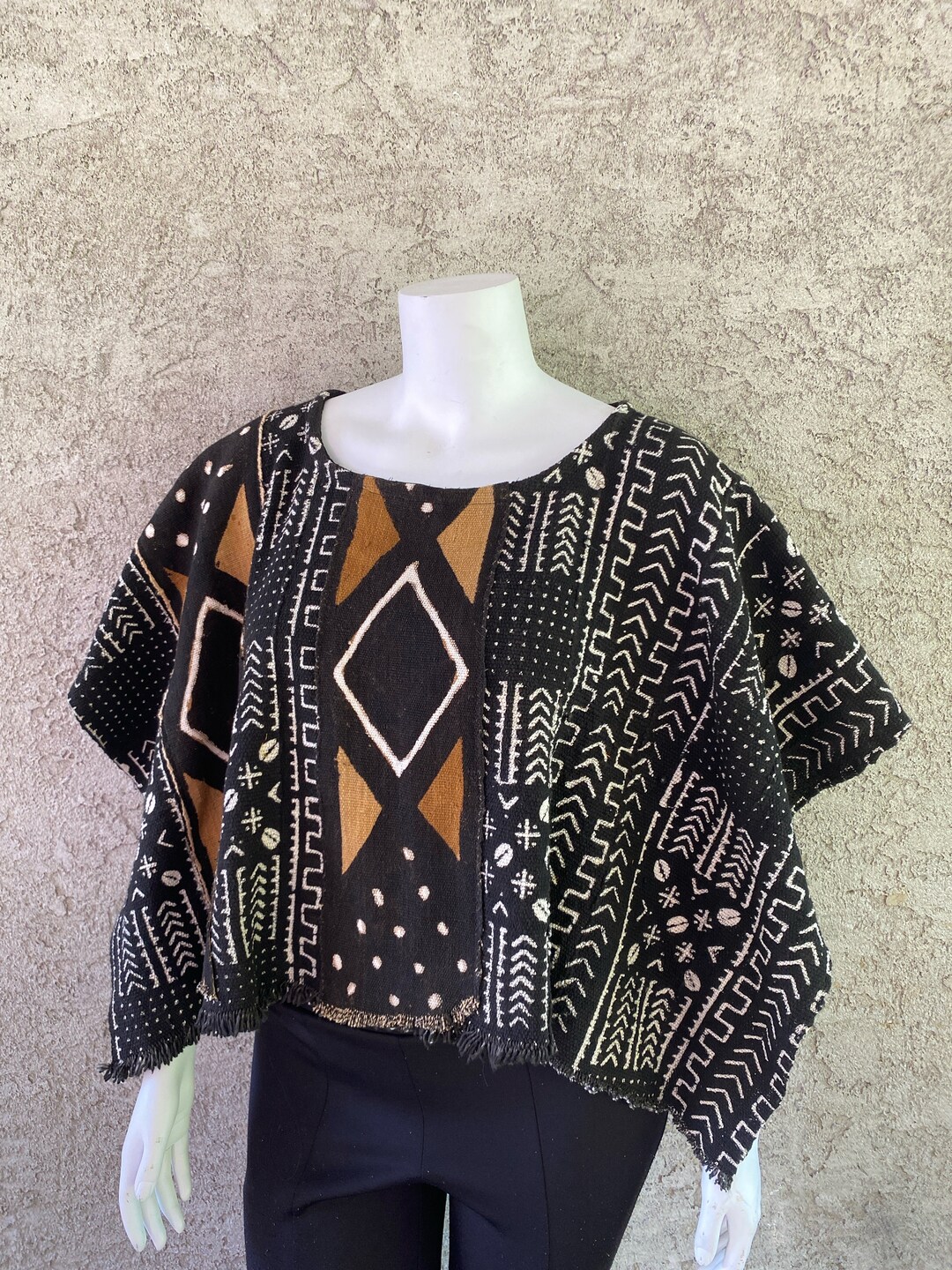 Mudcloth Shrug/african Mudcloth Poncho/bongolan Hand Dyed Shrug - Etsy