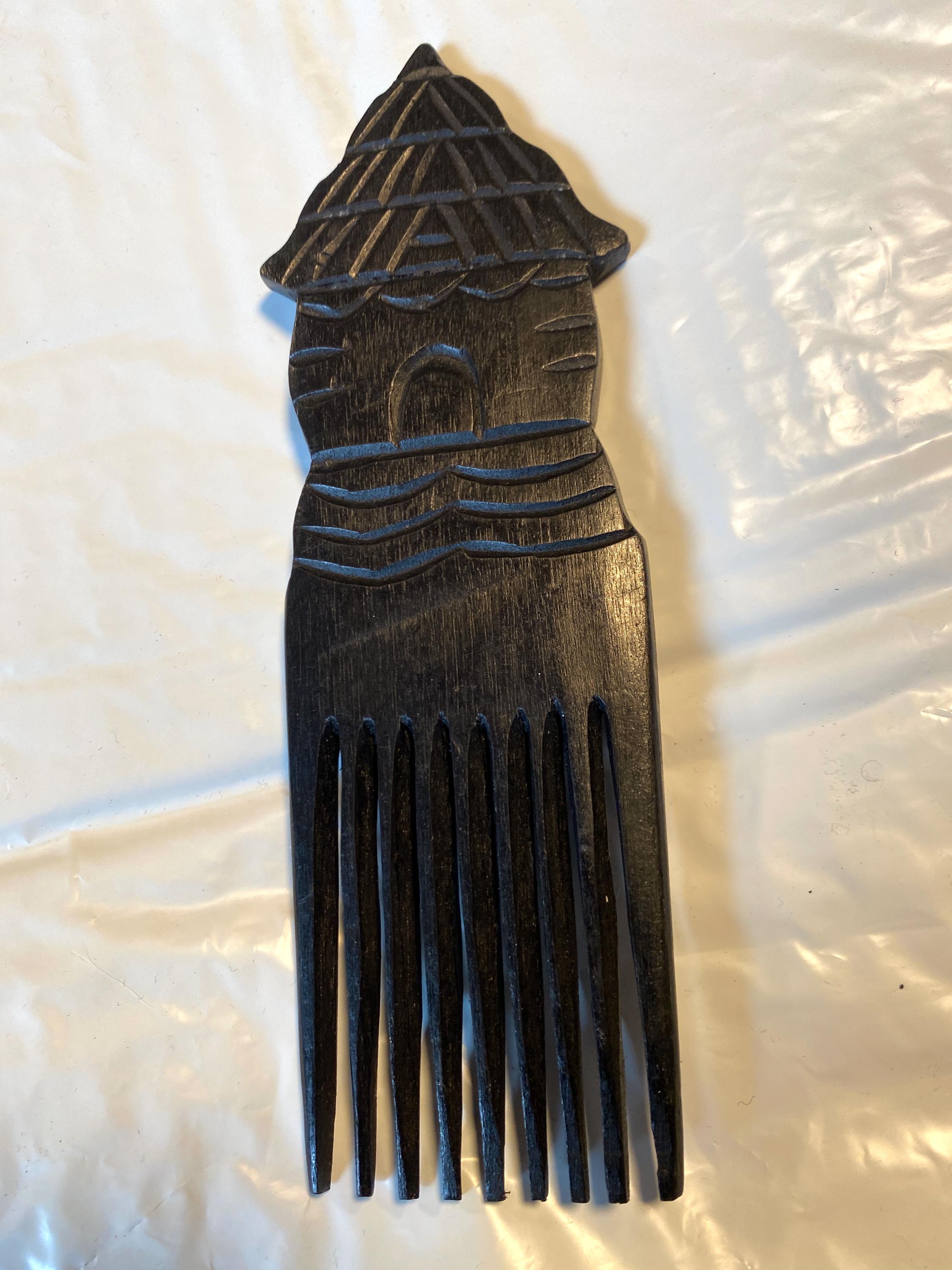 Hand Carved Ebony Wood Afro Pick: Africa Continent Comb - Etsy