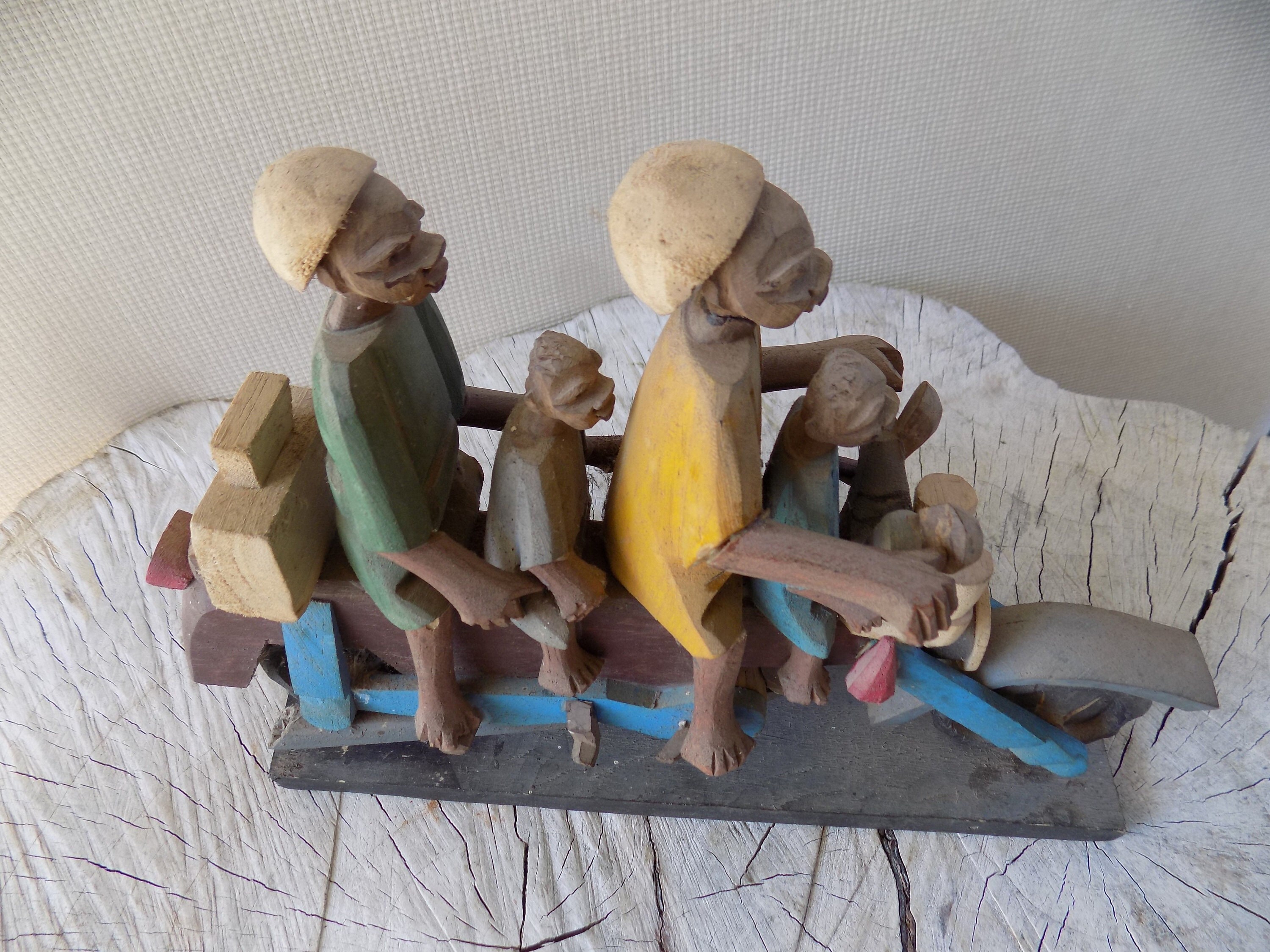 African Wood Sculpture Vintage African Family on Motorbike - Etsy