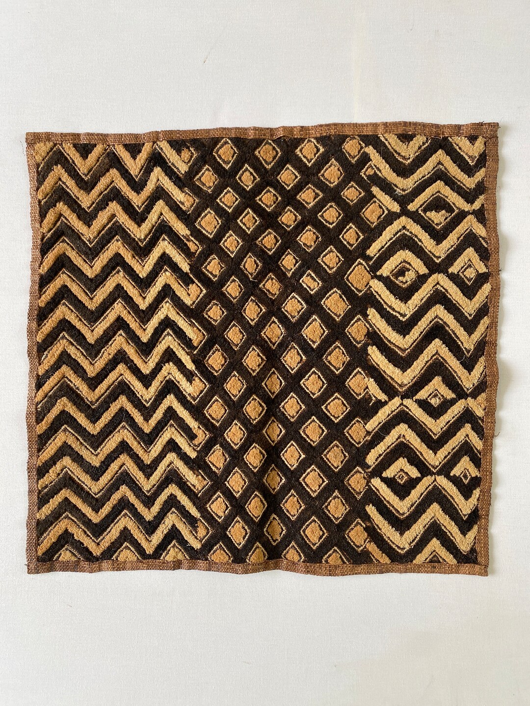 Africa Kuba Cloth African Textile Handstitched Raffia Vintage Wall ...