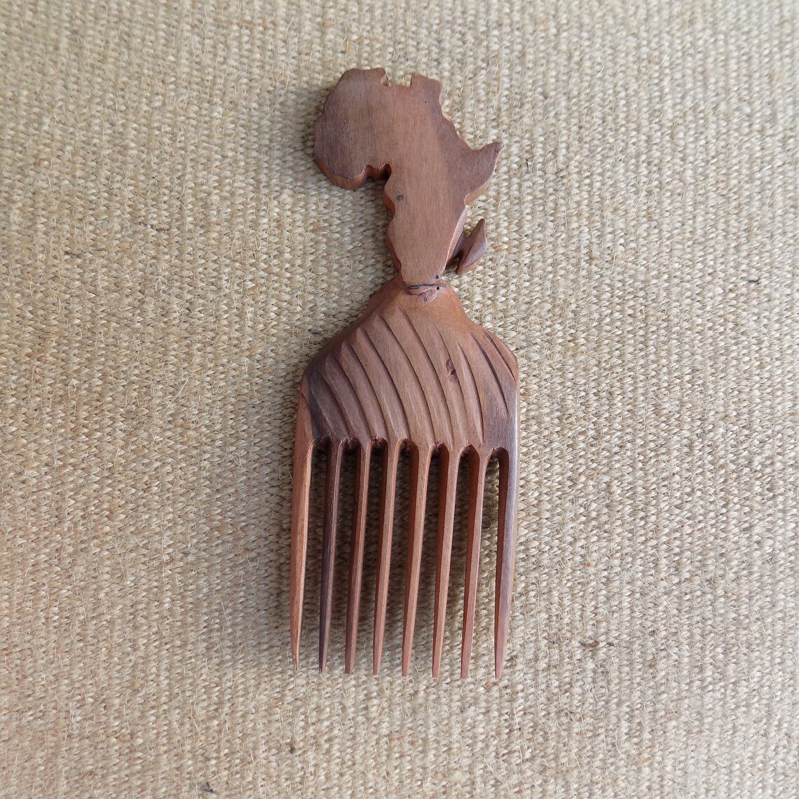 Hand Carved Ebony Wood Afro Pick: Africa Continent Comb - Etsy