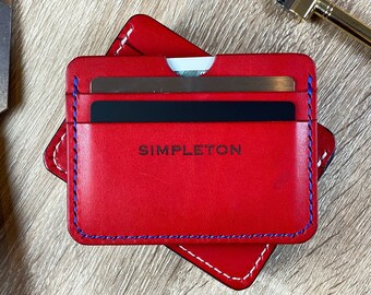 Leather Red Card Holder | Etsy