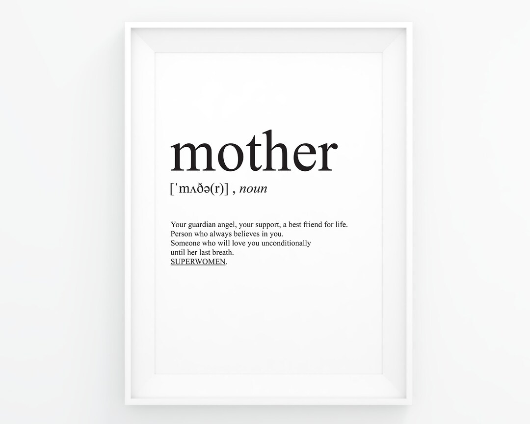 Mother Sign Mother Definition Wall Art Mother Definition Printable