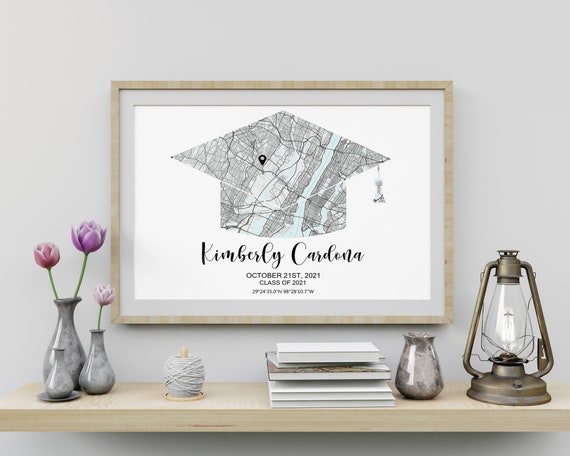 Personalized Graduation Map Printable Map Wall Art Print - Etsy