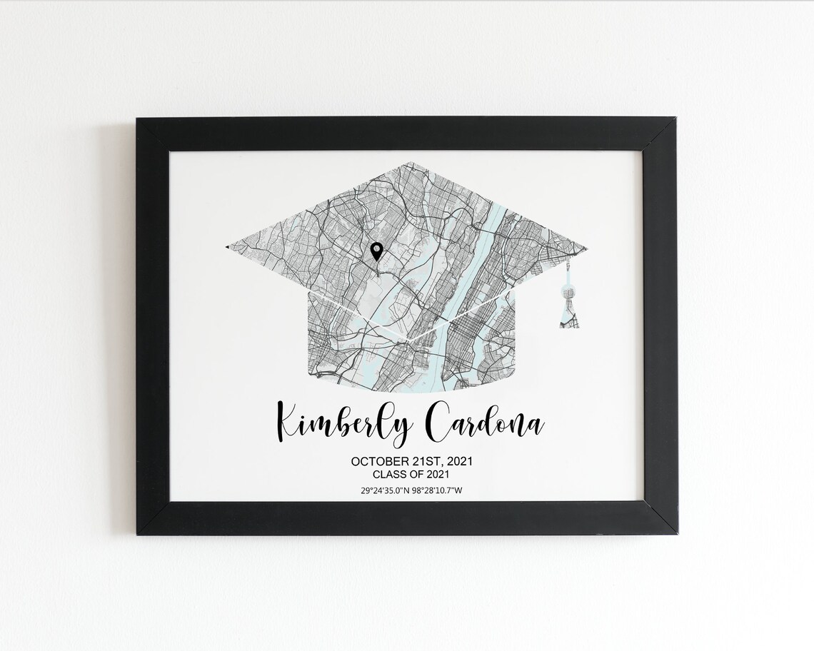 Personalized Graduation Map Printable Map Wall Art Print Custom City ...