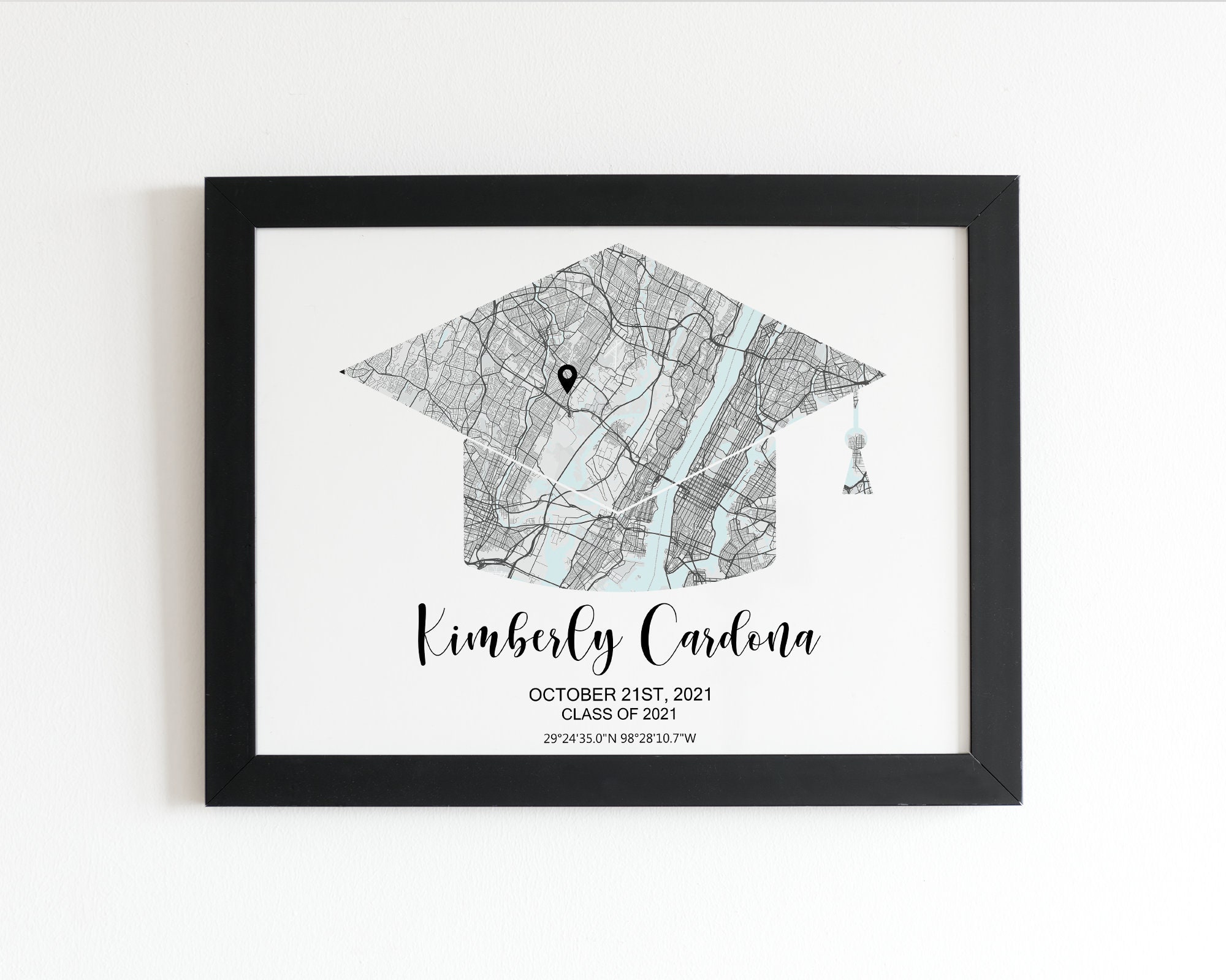 Personalized Graduation Map Printable Map Wall Art Print Custom City ...