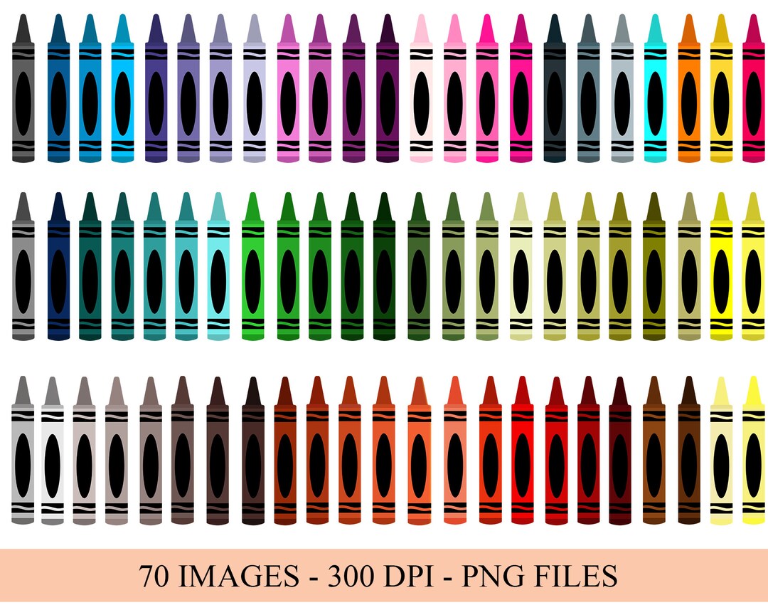 70 Crayon Rainbow Clipart, Crayon Clipart, Crayon Clipart Set, Digital ...