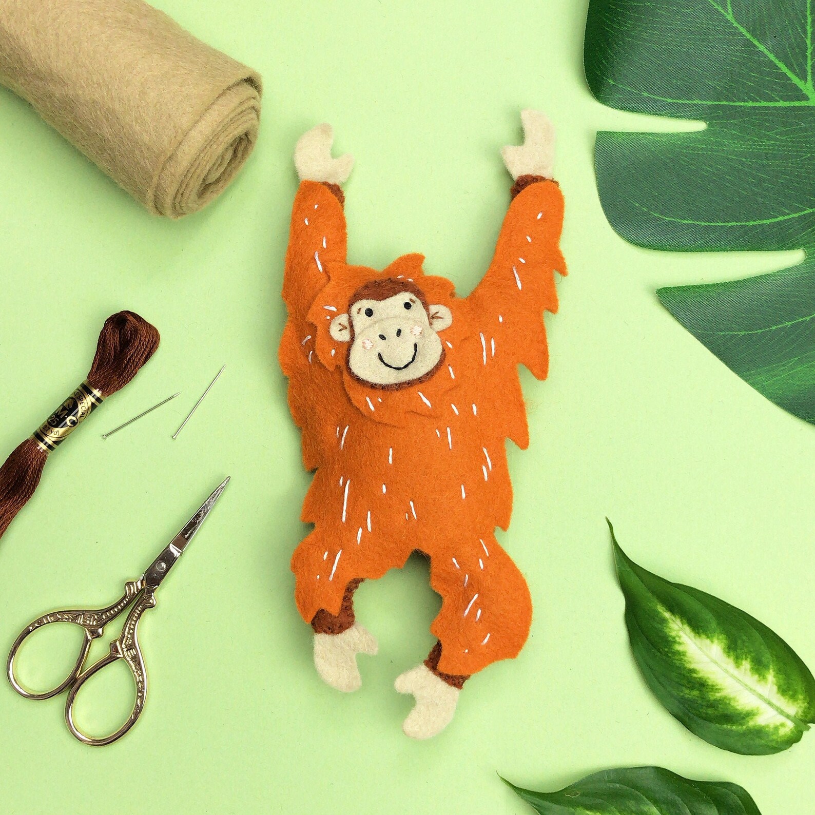 Otis the Orangutan - Felt DIY Sewing Kit - Felt Sewing Pattern, Felt ...