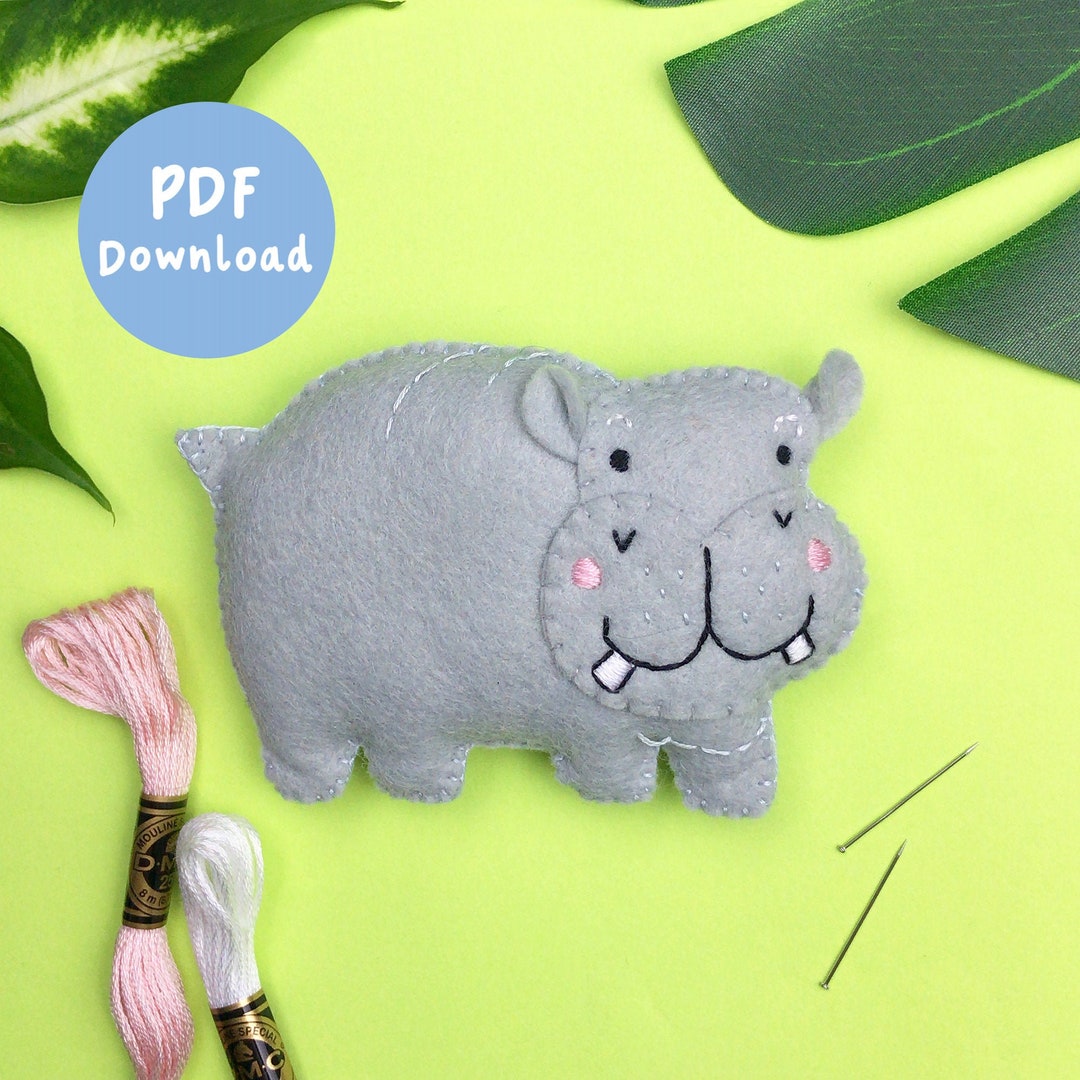 PDF Pattern and Instructions for Henry the Hippo, Toy Hippo Sewing ...