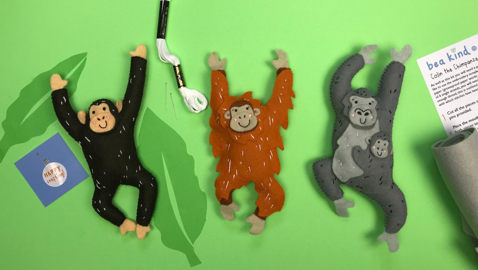 PDF Instructions to Sew Your Own Felt Monkeys Garland, Digital Felt ...