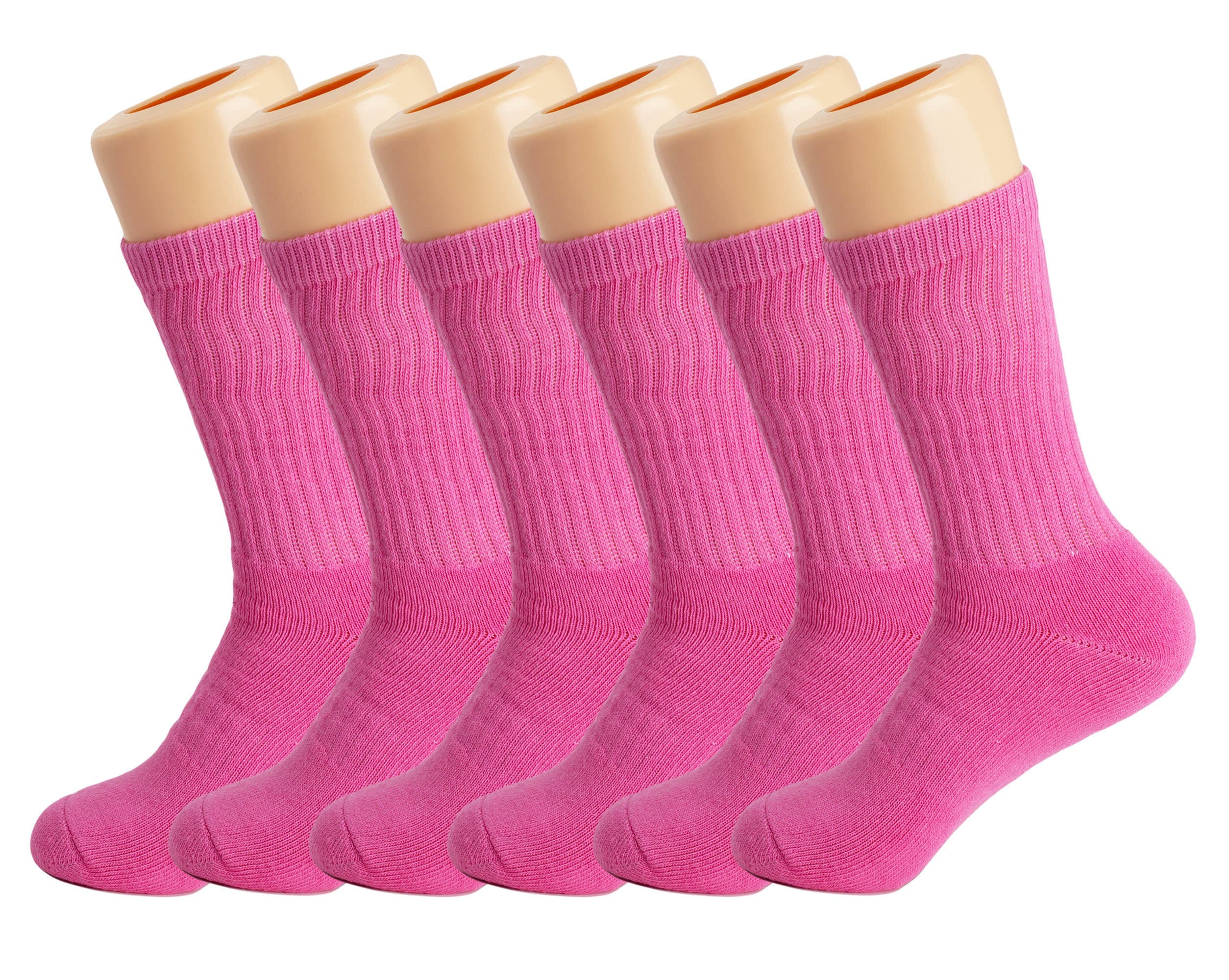 Pink Cotton Crew Socks For Women With Full Cushioned 6 Pairs Etsy