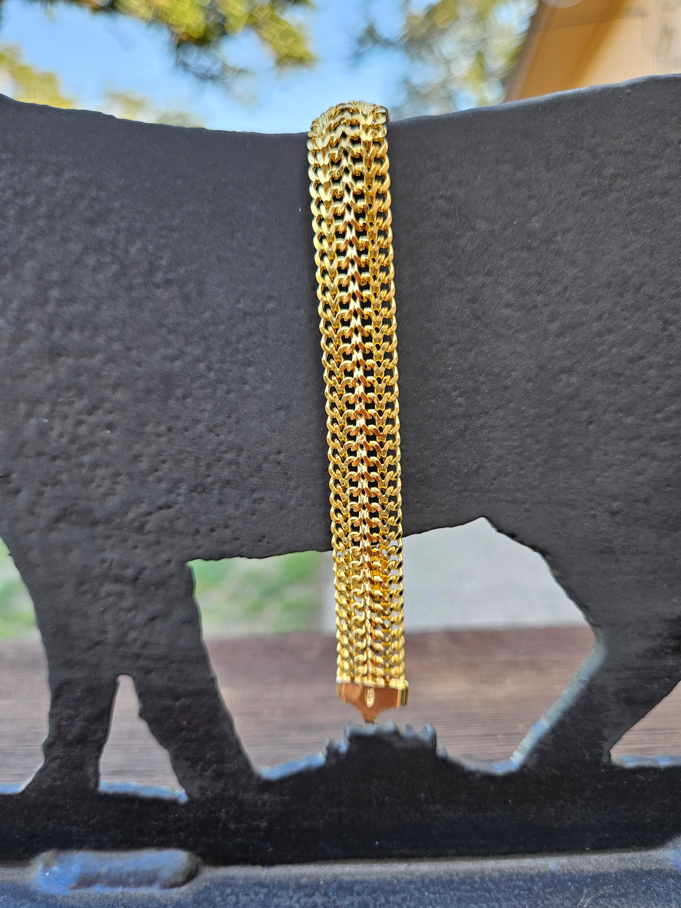 Gold Vermeil Mesh Bracelet 925 Gold Over Sterling Silver Milor Made in ...