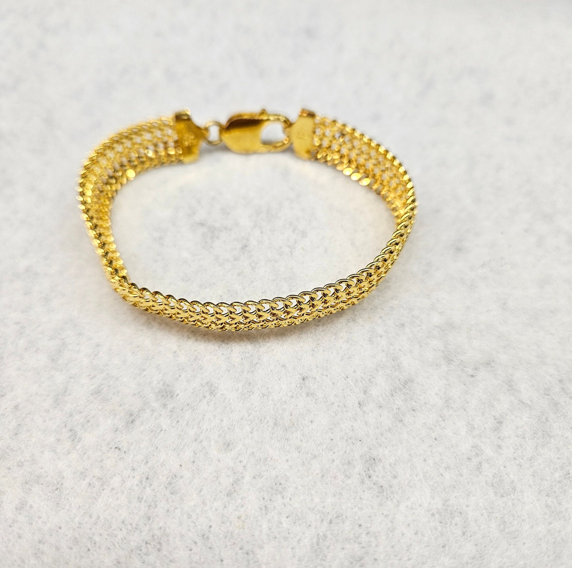 Gold Vermeil Mesh Bracelet 925 Gold Over Sterling Silver Milor Made in ...