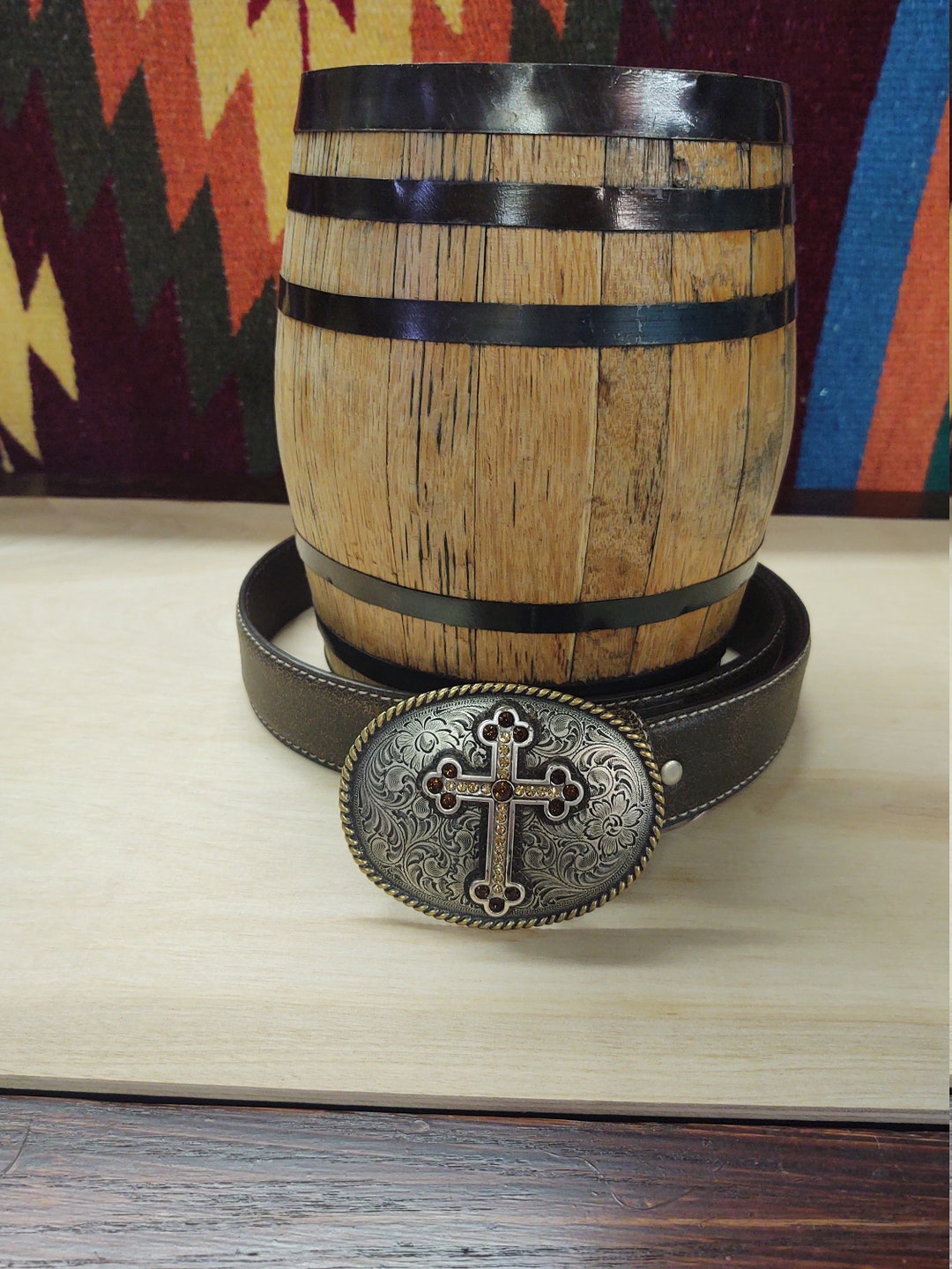 Nocona Western Belt: Brown Leather Cowgirl Belt With Cross Buckle - Etsy