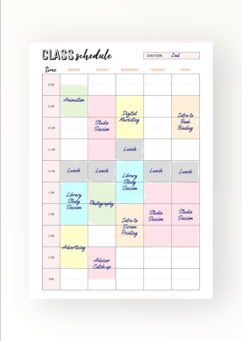 Class Schedule Planner Insert Printable Instant Download Etsy class-schedule-planner-insert-printable-instant-download-etsy