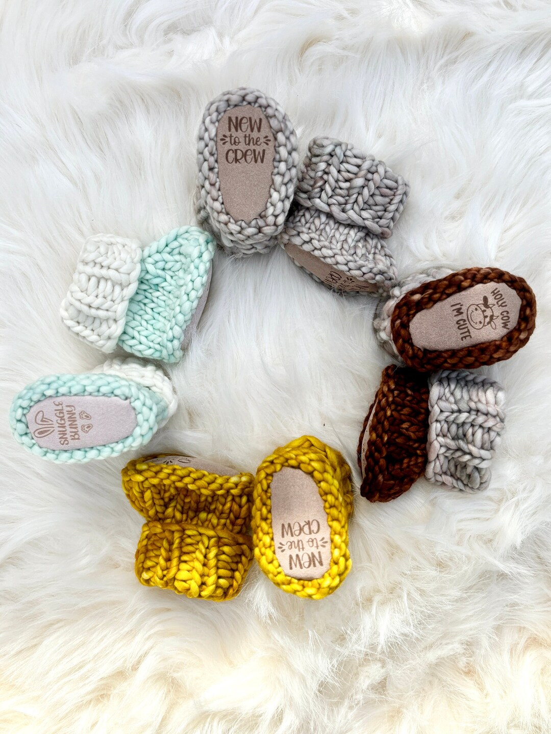 Handmade NEWBORN Merino Booties With Faux Leather Soles, Includes Wool ...
