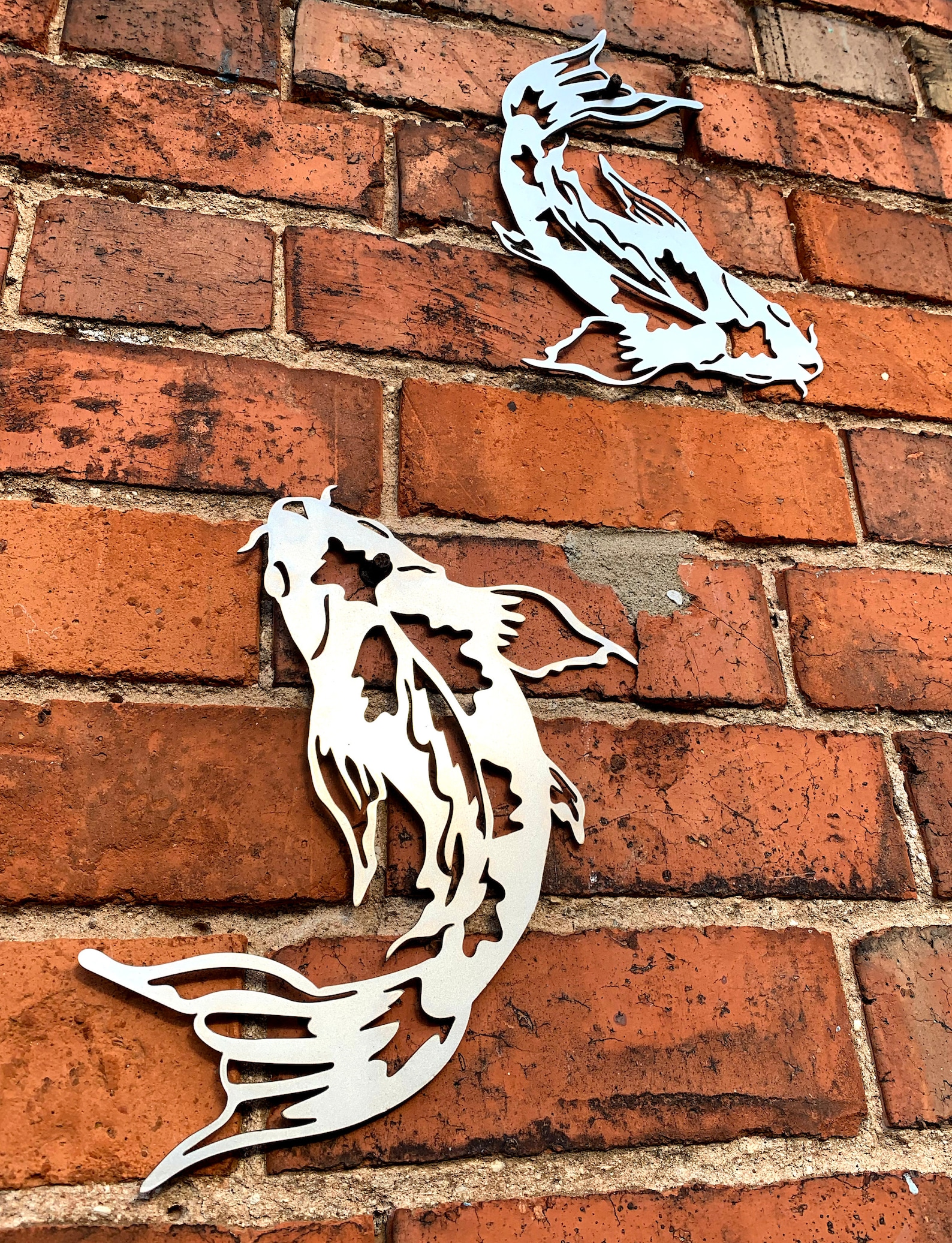 Koi Fish Metal Wall Art – Steel Garden Ornament, Made in UK - Etsy UK