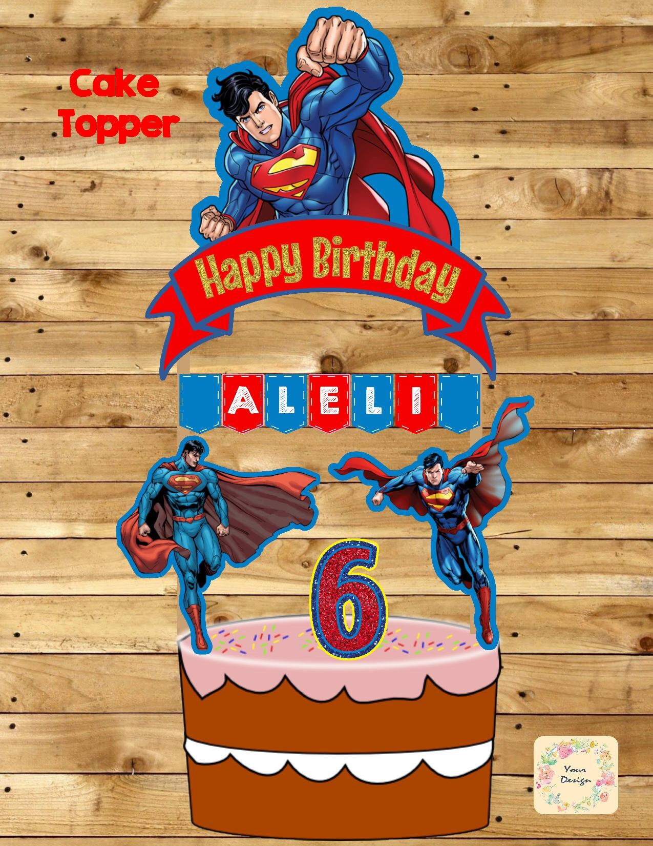 Superman Cake Topper Digital and Printed Superman Topper | Etsy