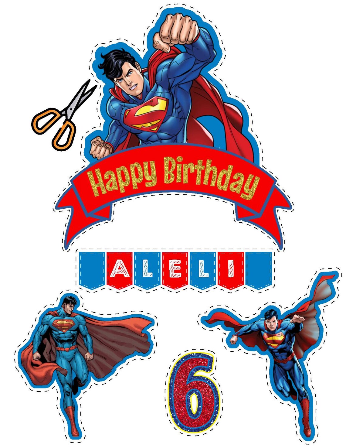 Superman Cake Topper Digital and Printed Superman Topper | Etsy