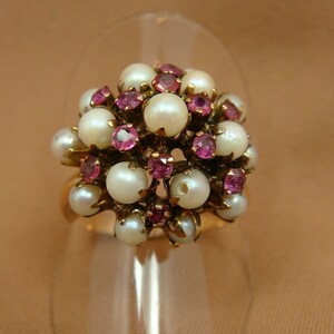 SEED PEARL and RUBY Cluster Ring Vintage 1960s 14K Size 9.25 - Etsy