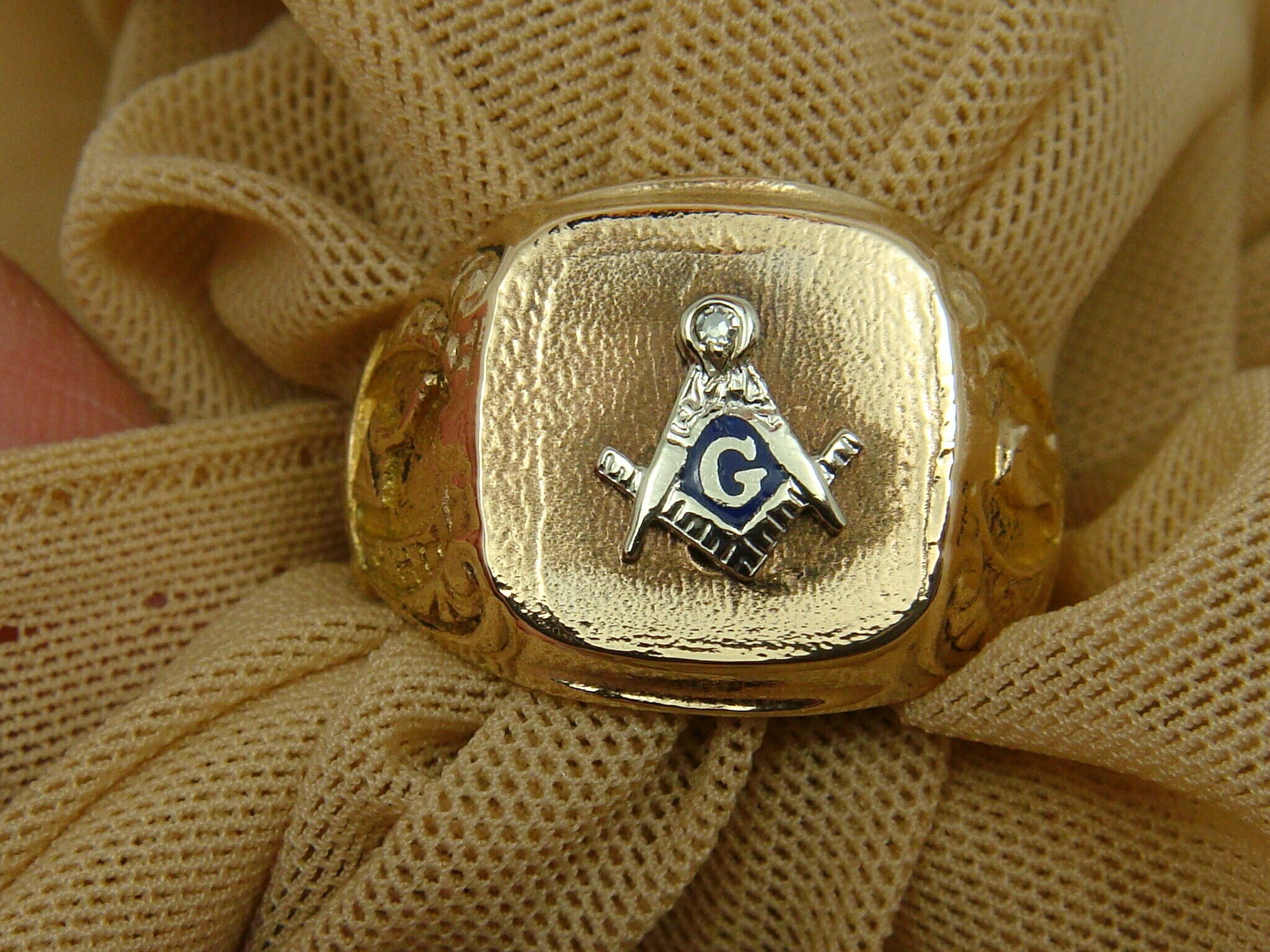 Men's Masonic Freemason Ring With Diamond 10K and 14K Size 10.75 - Etsy