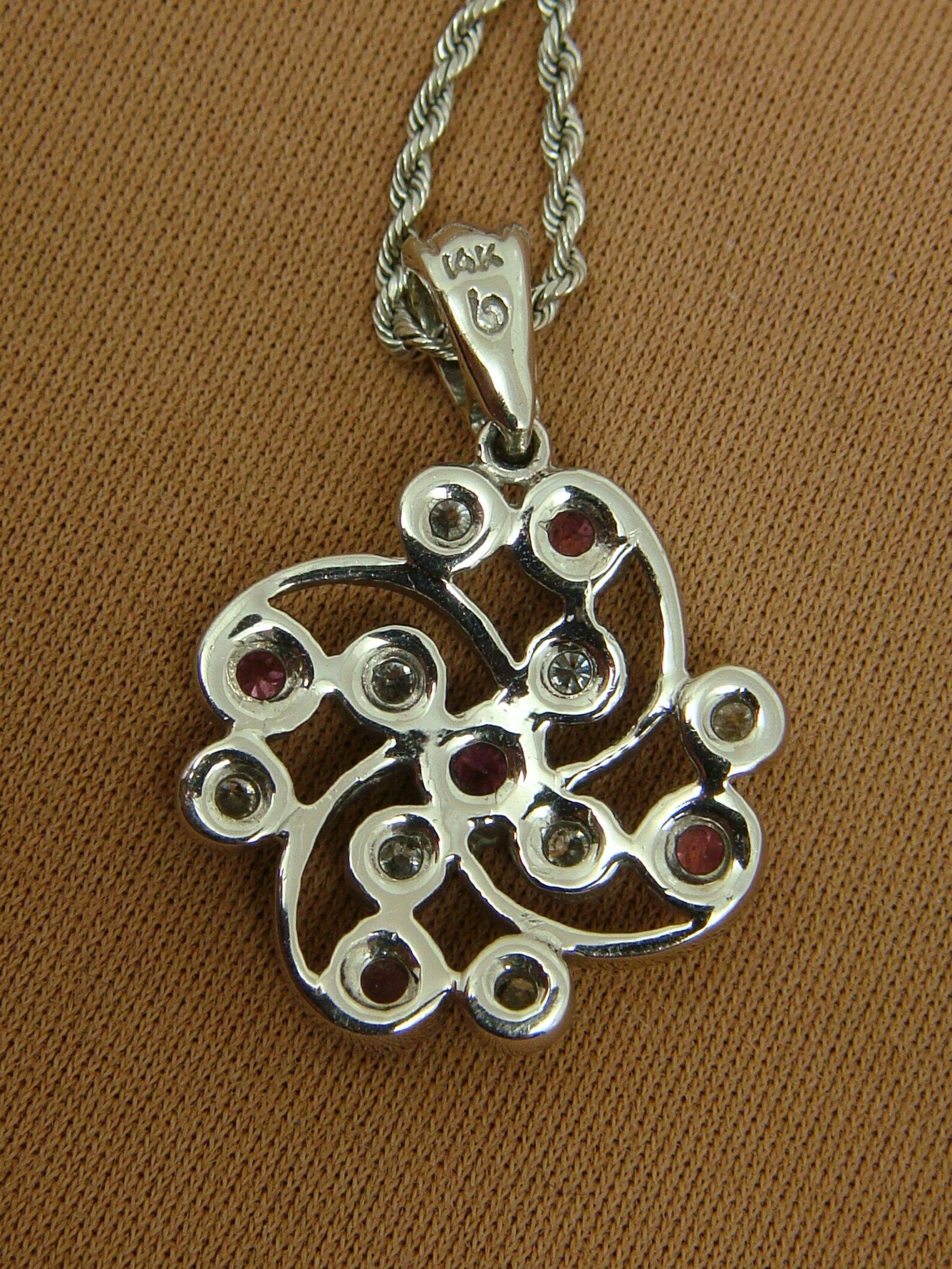 Pink Sapphire Diamond Pinwheel Design Pendant Necklace - Etsy