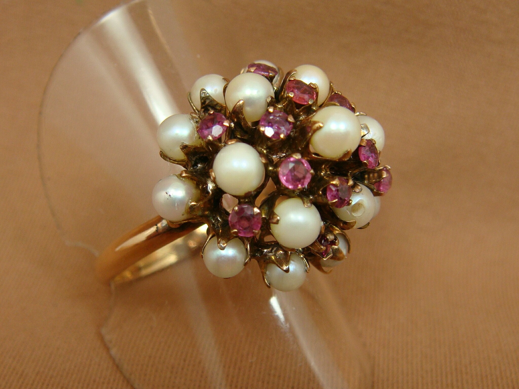 SEED PEARL and RUBY Cluster Ring Vintage 1960s 14K Size 9.25 - Etsy