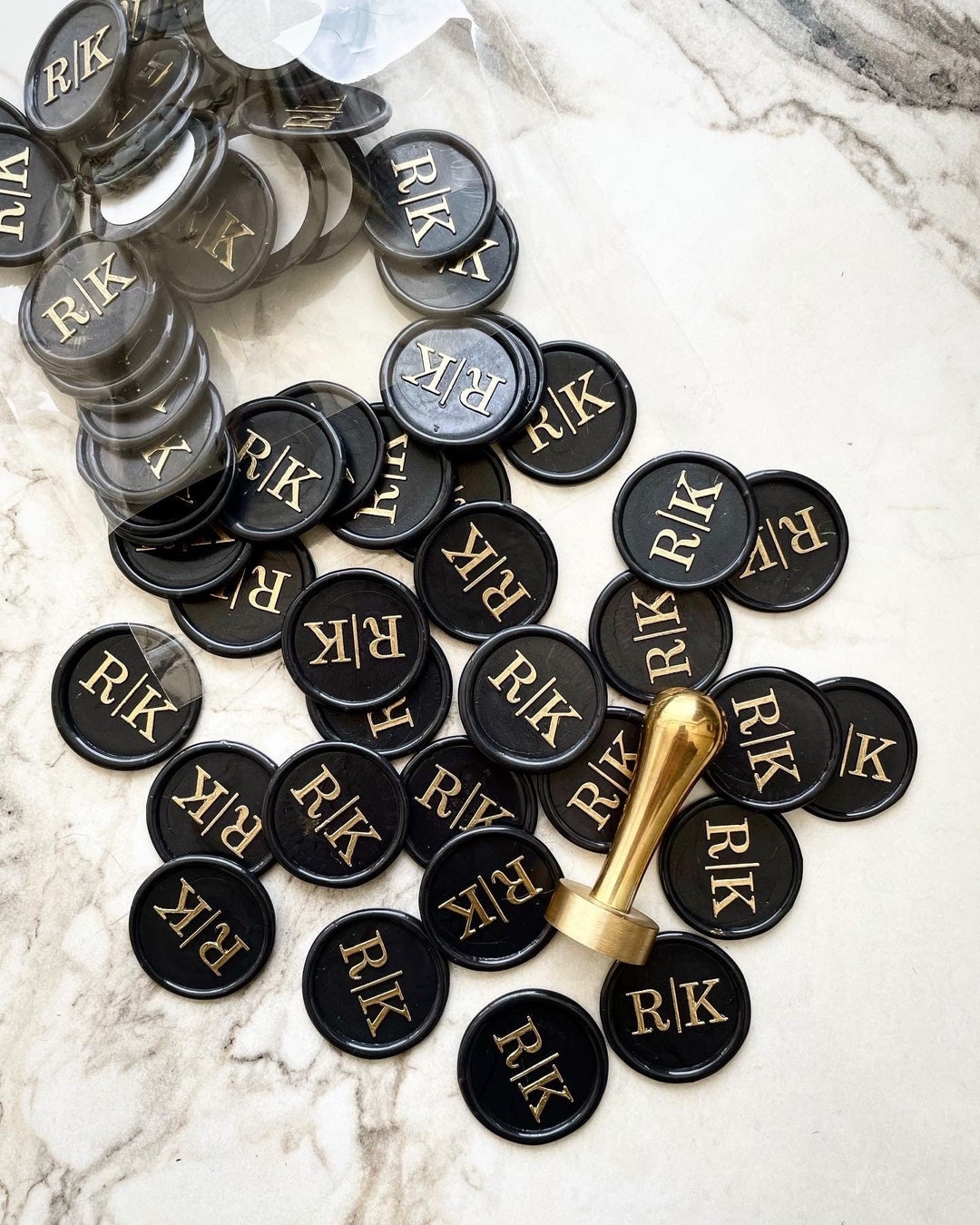 Custom Two-tone Wax Seal Stickers: Gold & Silver Letter Envelope Seals ...