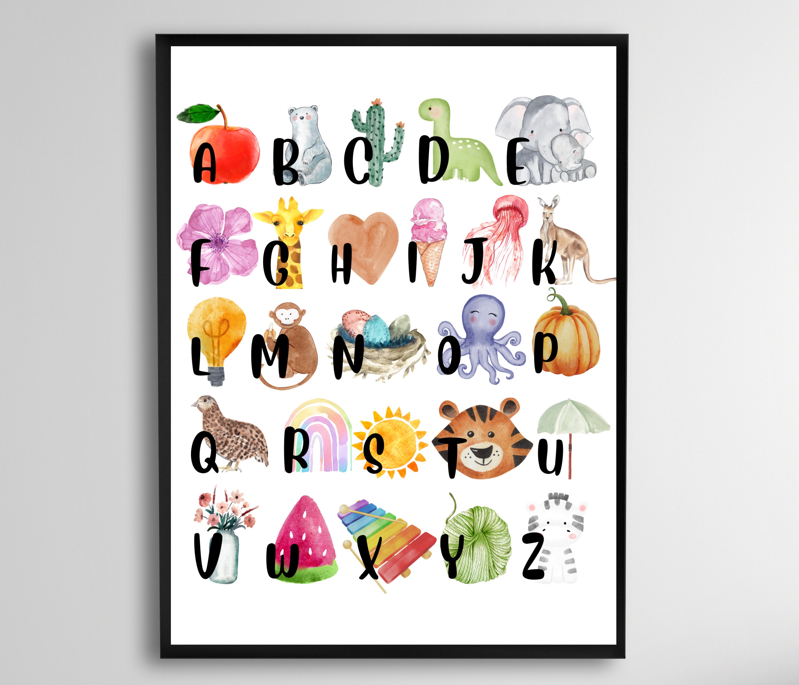 Abc Alphabet Digital Print - Nursery Wall Art, Baby Shower Gift ...