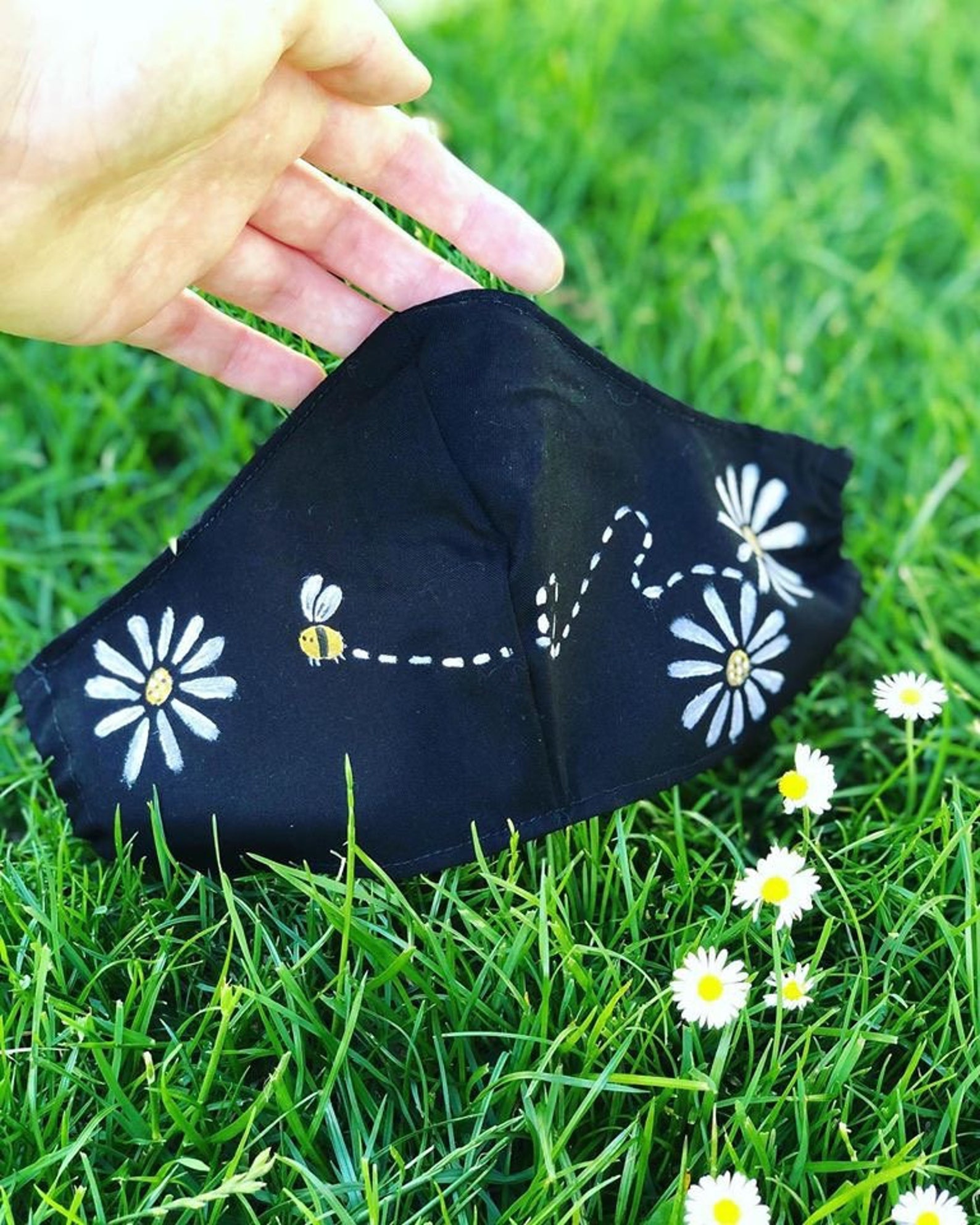 Daisy and Bee Design Hand Painted Handmade Reuseable Face - Etsy UK