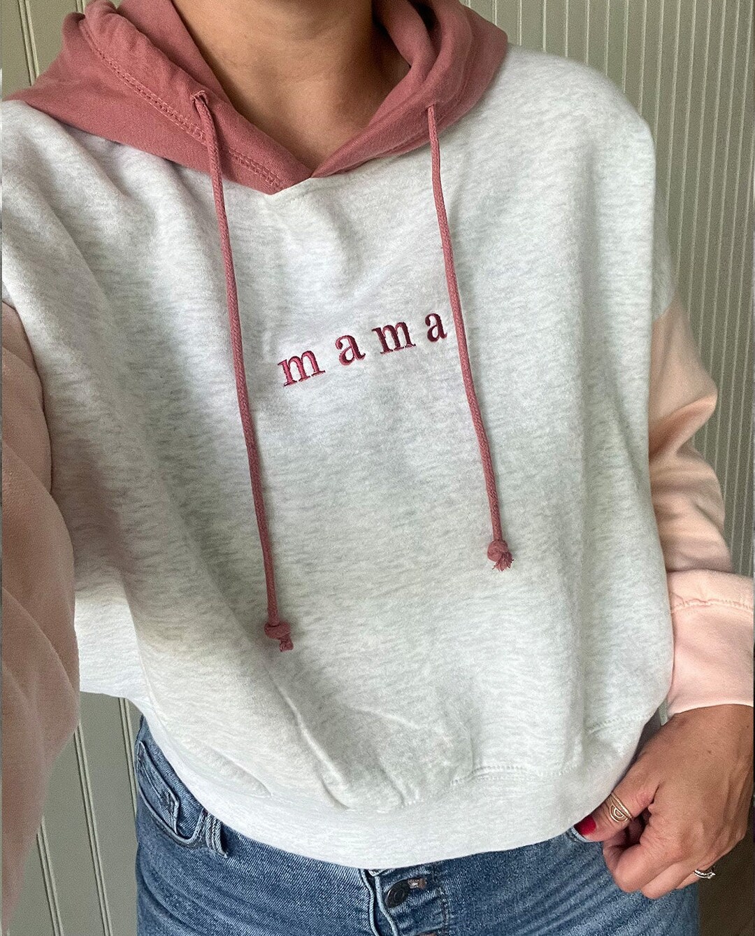 Mama Colorblock Cropped Hooded Sweatshirt Mama Sweatshirt Cropped ...