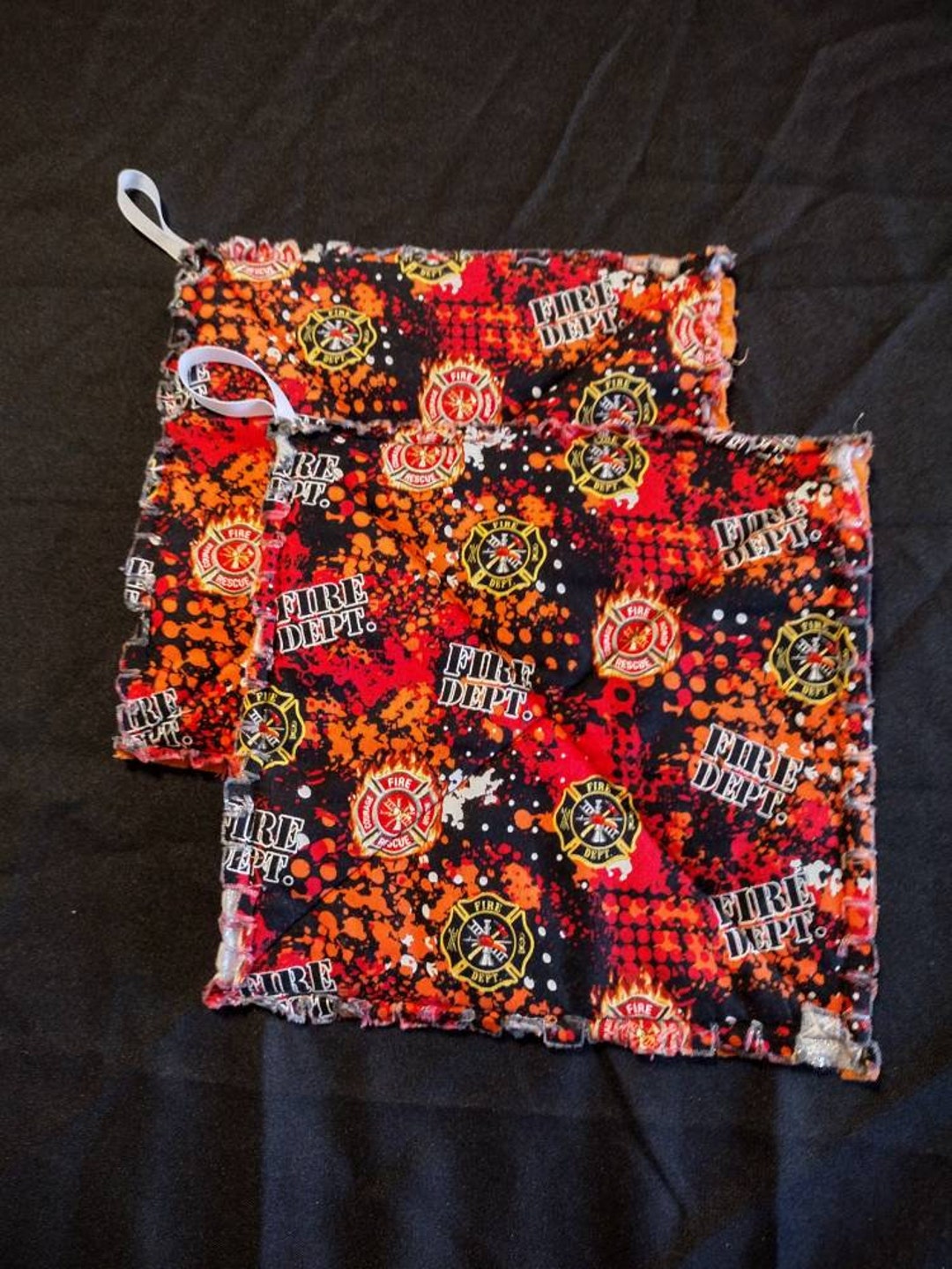 Fire Department Pot Holders Ragged Style Set of 2, Kitchen Decor ...