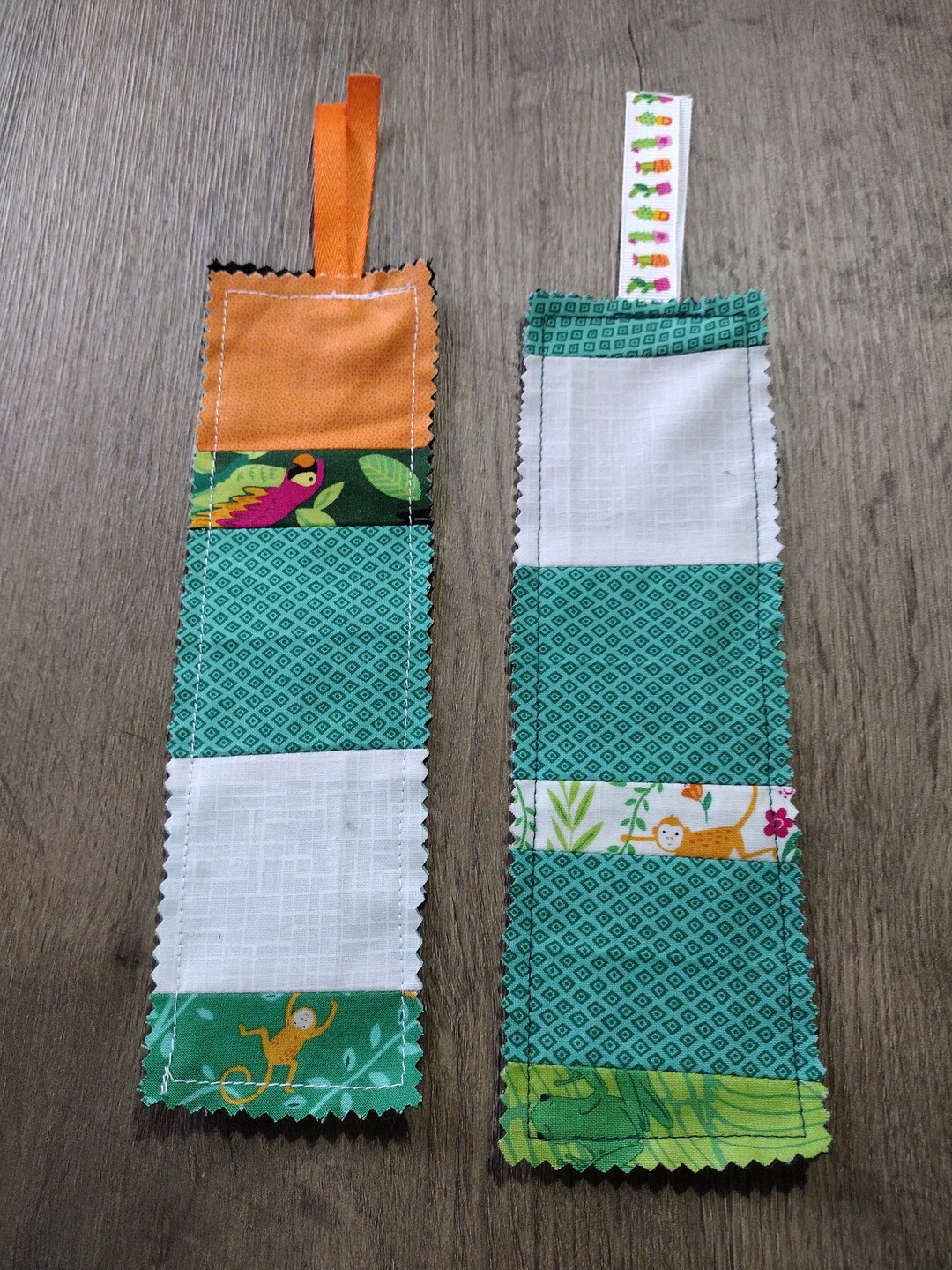 Quilted Scrappy Jungle Bookmark Set, Fabric Bookmarks, Gift, Stocking ...