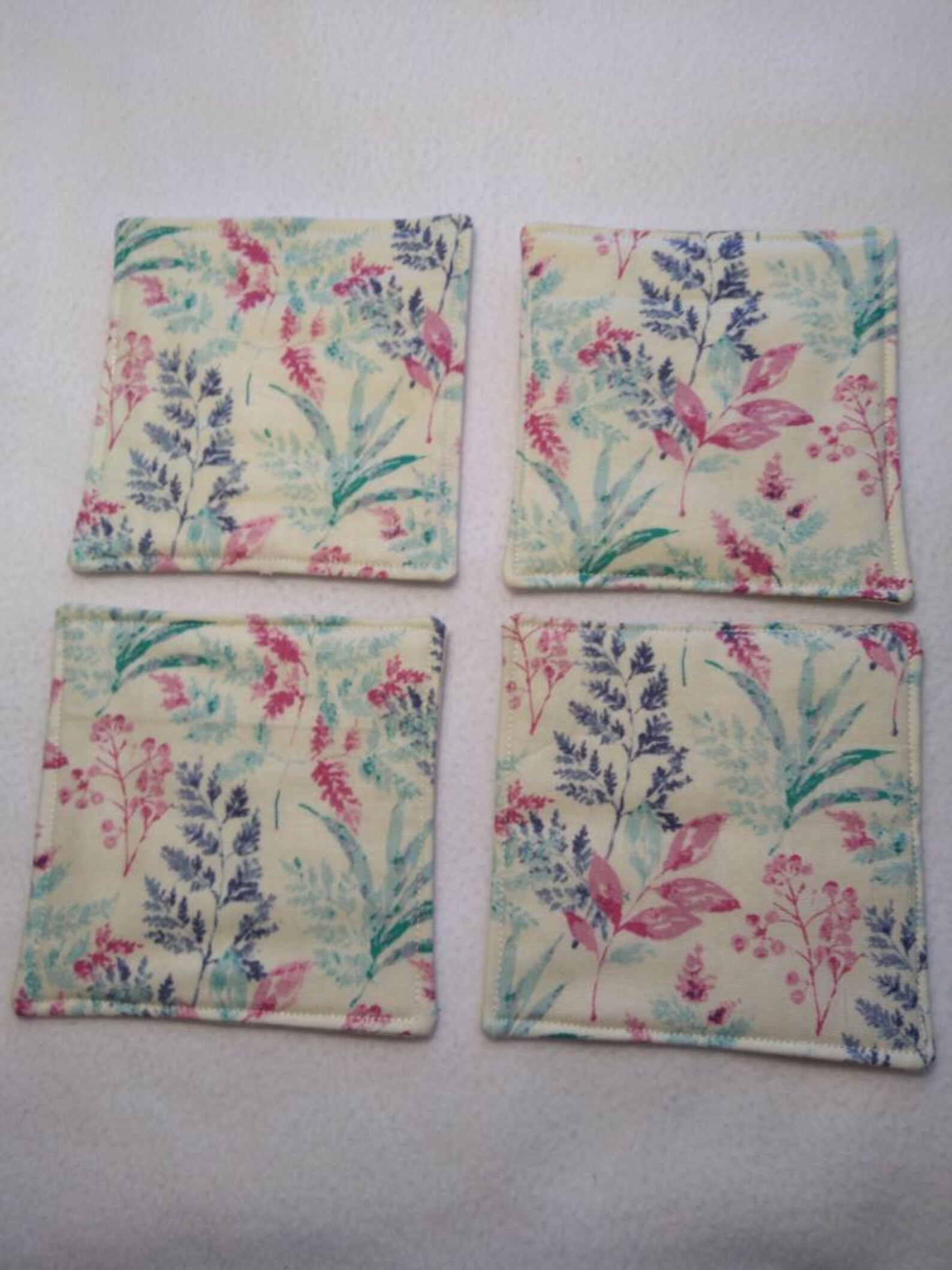 Reversible Floral Fabric Coaster Set: Handmade Farmhouse Decor - Etsy