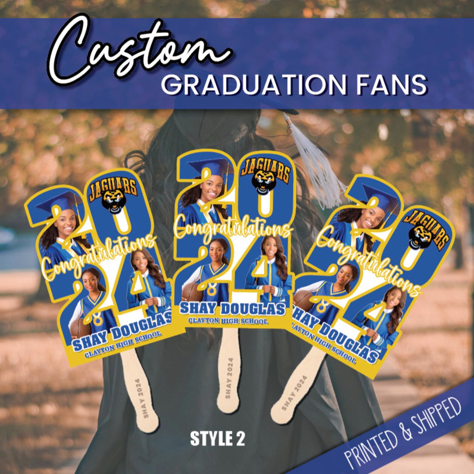 Graduation Fans, Custom Graduation Fans, Graduation Class of 2024 ...